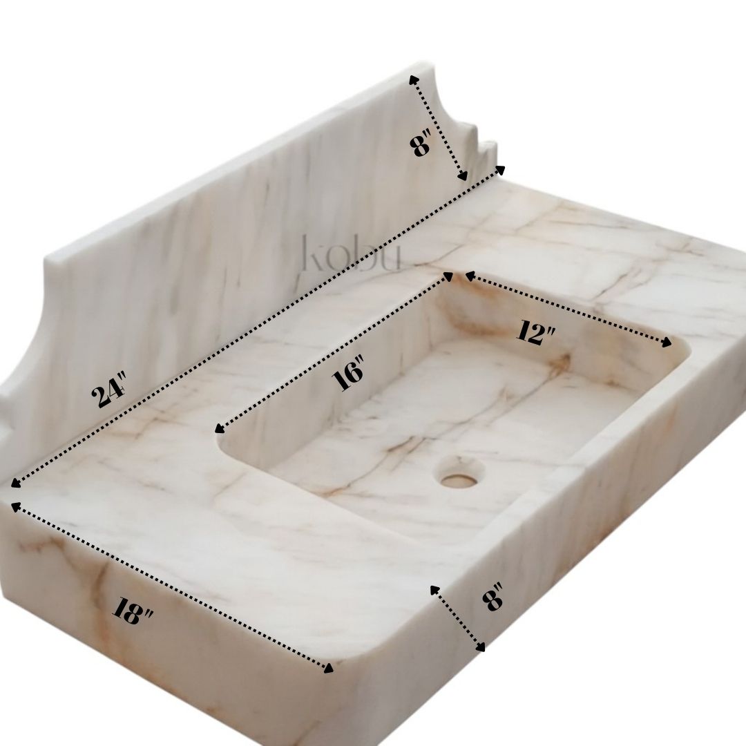 24" Custom Afyon Sugar Marble Sink