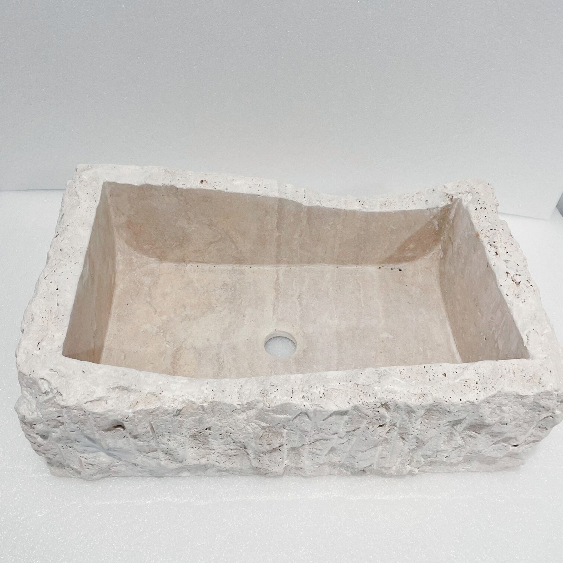 Unique Chiseled Travertine Stone Bathroom Sink - Kobu Marble