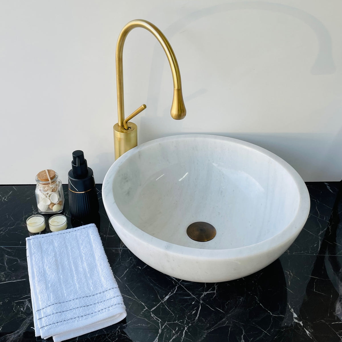 White Marble Oval Sink