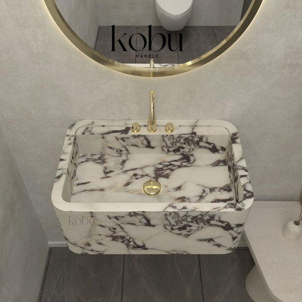 Calacatta Viola Marble Sink – Luxurious Natural Stone Design (24")