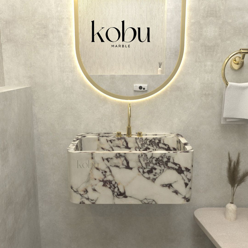 Calacatta Viola Marble Sink – Luxurious Natural Stone Design (24")