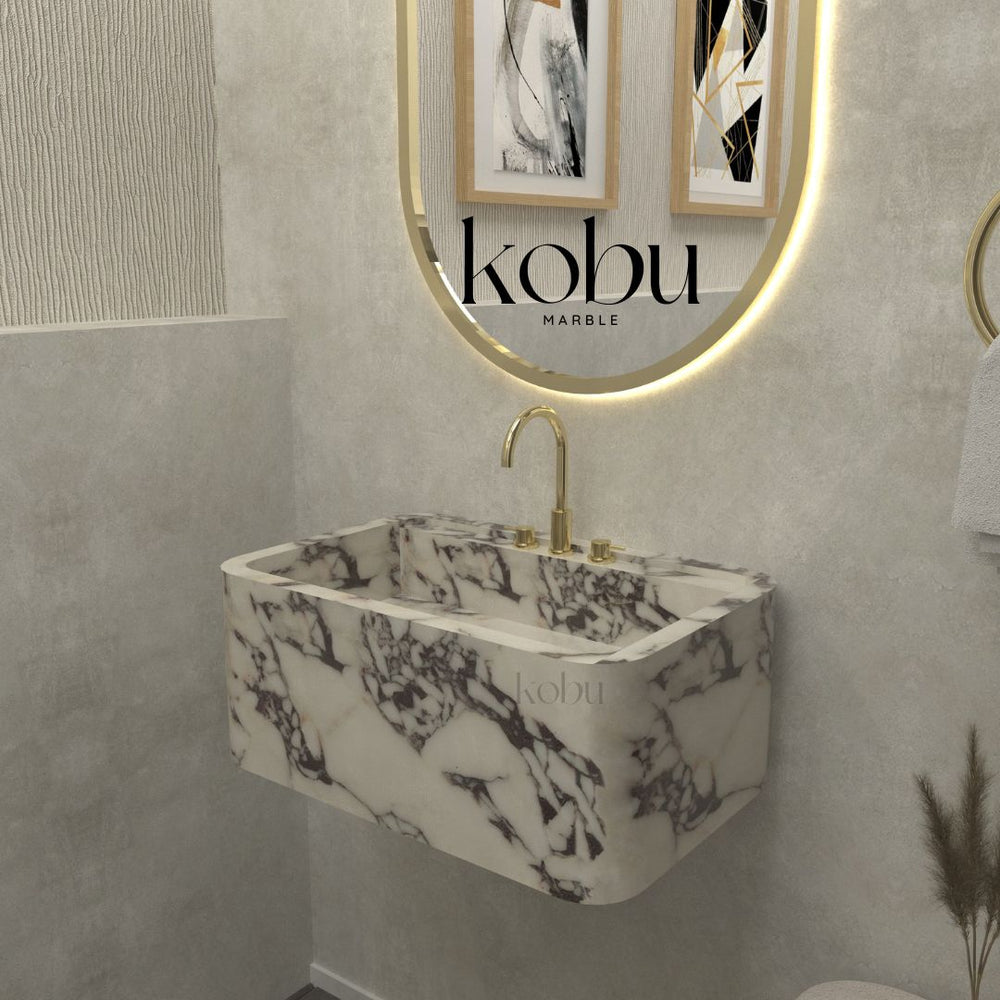 Calacatta Viola Marble Sink – Luxurious Natural Stone Design (24")