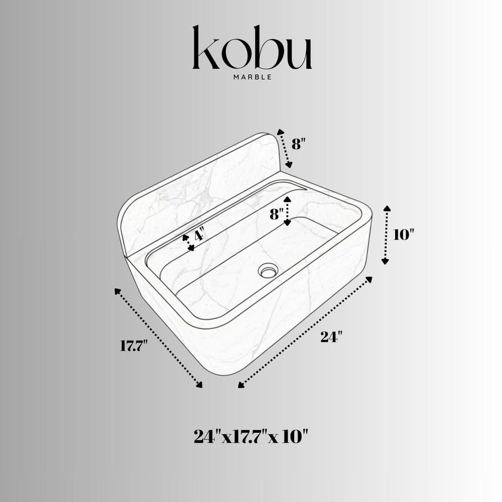 24" Custom Calacatta Viola Marble Sink