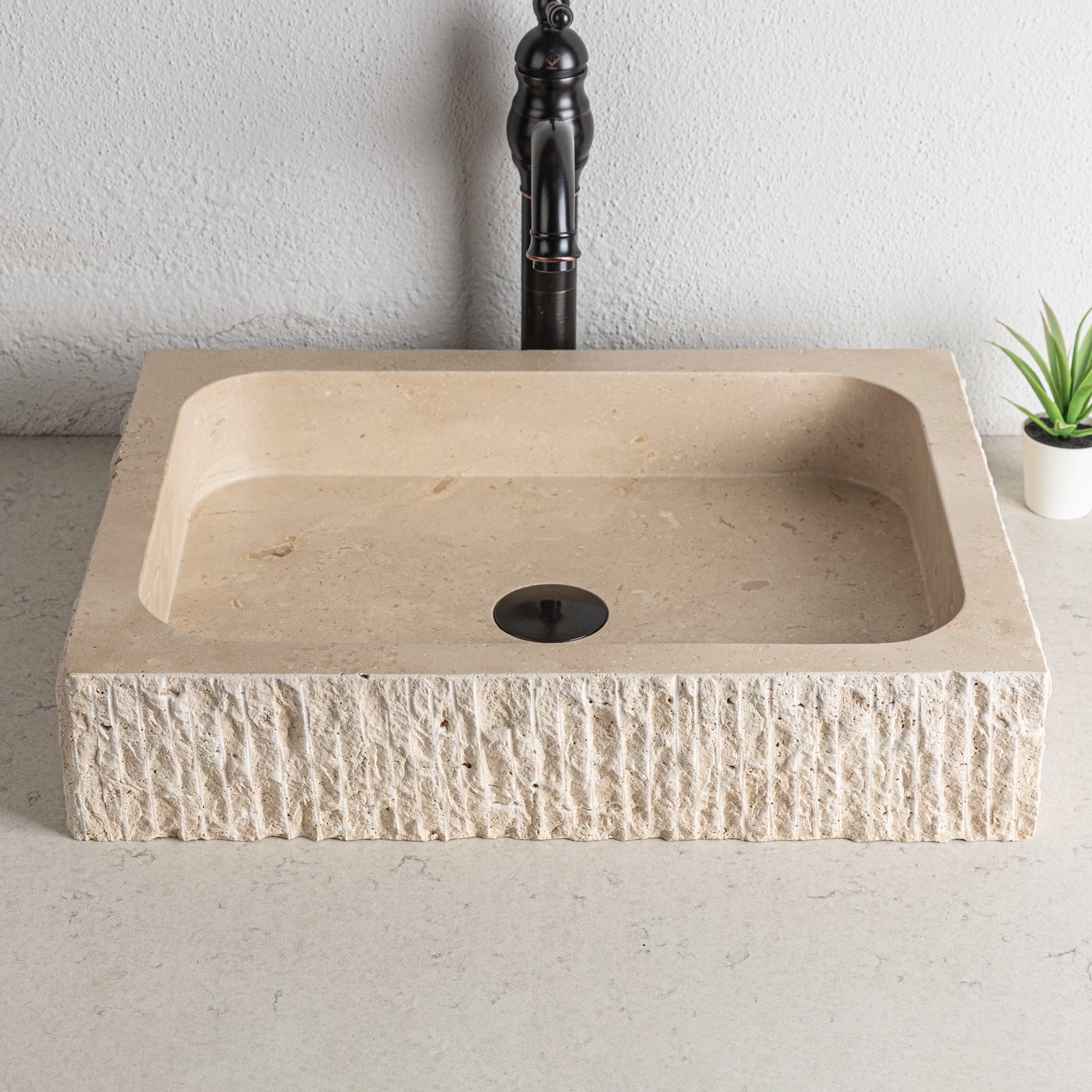 Modern 20" Rectangular Stone Sink - Elevate Your Bathroom