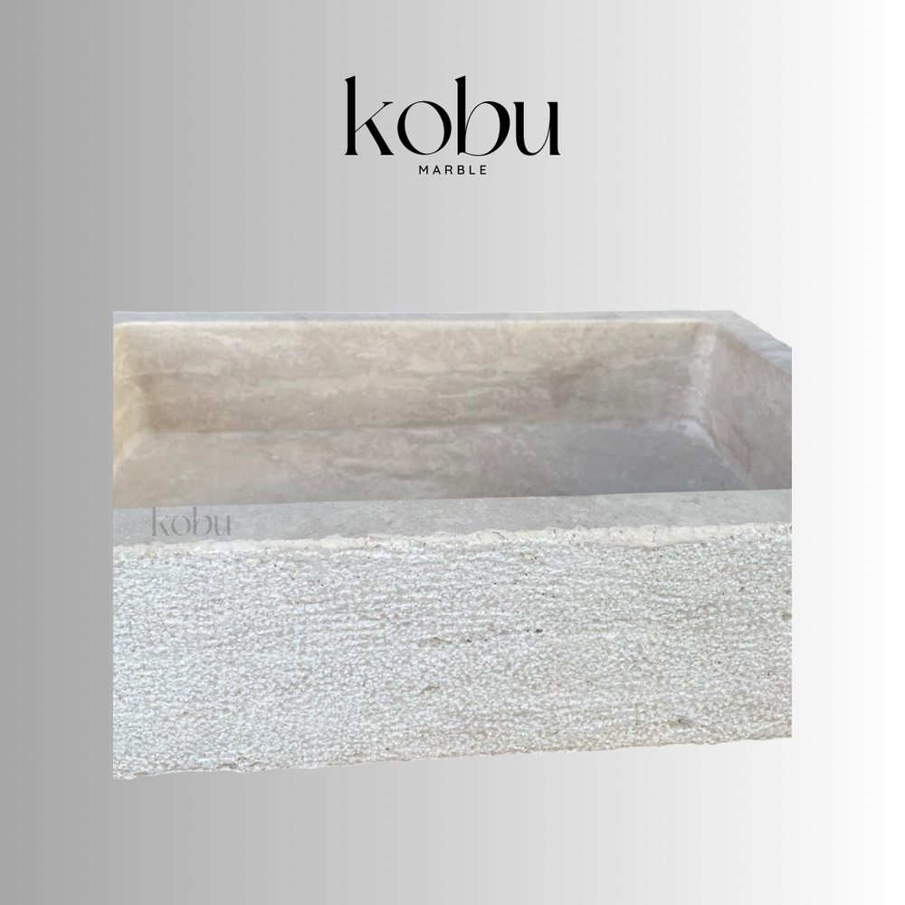 Luxurious Rectangular Rough Stone Sink for Elegant Spaces